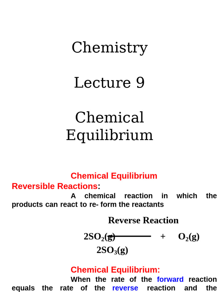 Chemistry 9 | PDF | Chemical Equilibrium | Reaction Rate