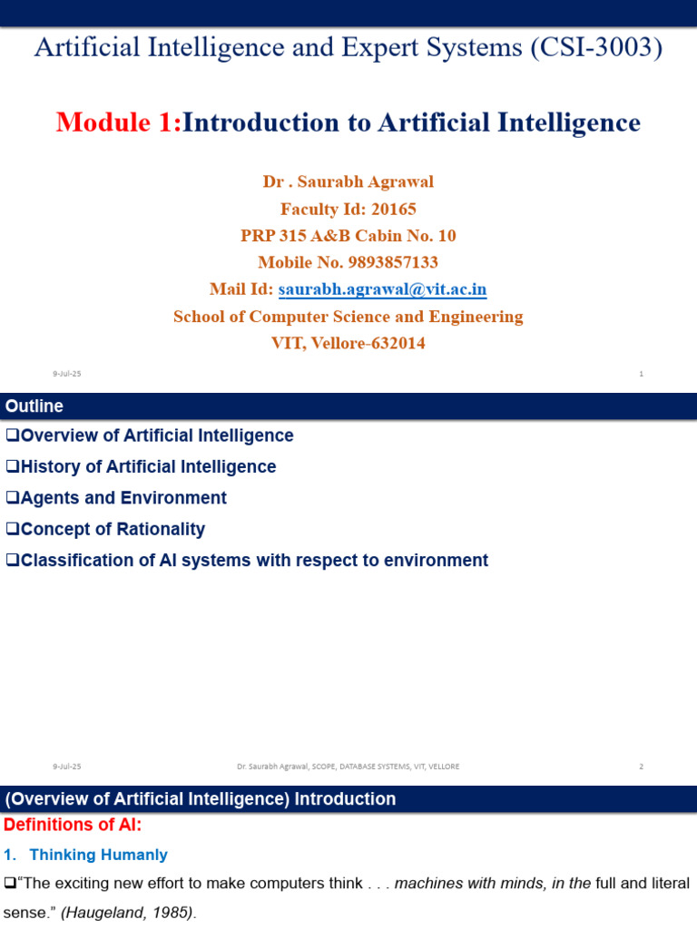 Module 1 AIES Lect 1 2 3 | PDF | Artificial Intelligence | Intelligence (AI) & Semantics