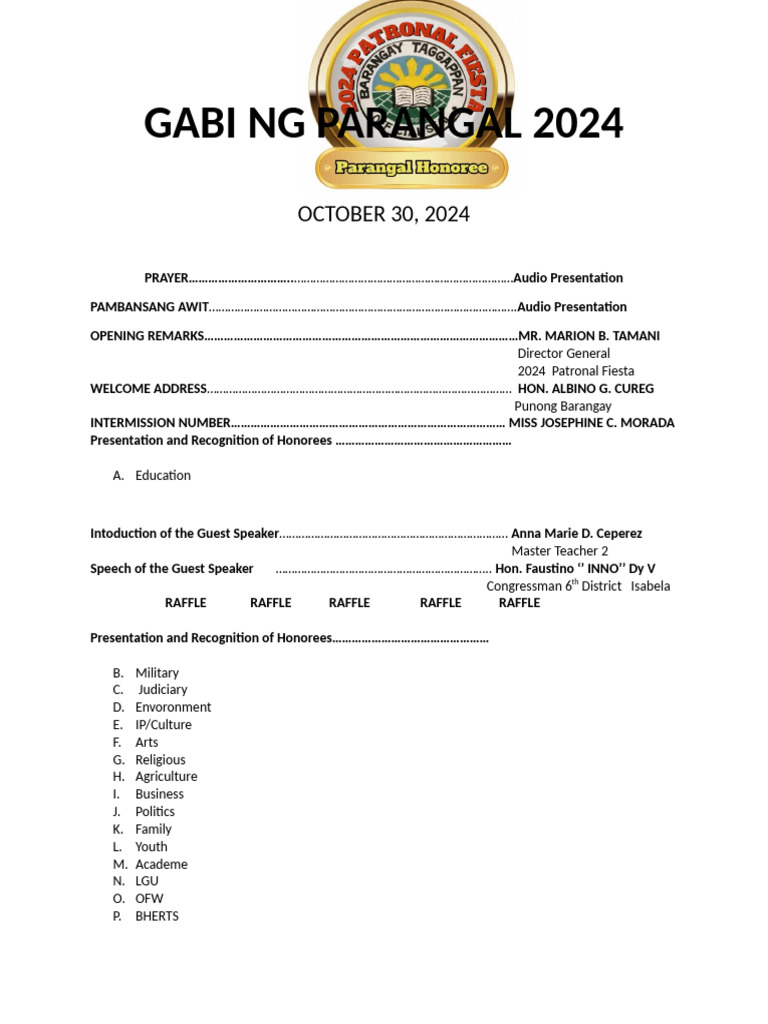 Gabi NG Parangal 2024 | PDF