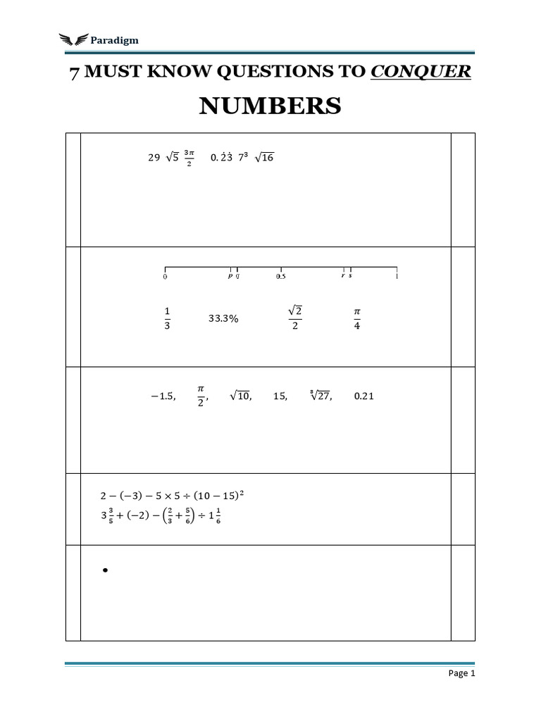 7 Key Math Questions for O & N Levels | PDF | Numbers | Mathematical ...