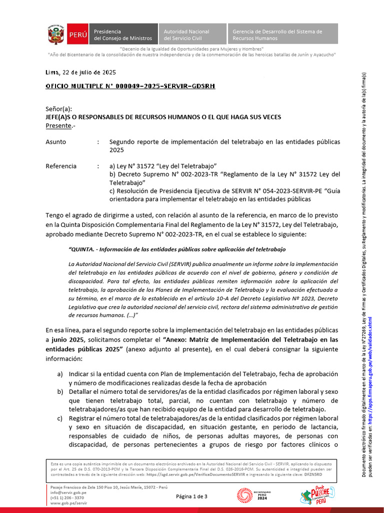 Oficio Multiple-000049-2025-Servir-Gdsrh | PDF