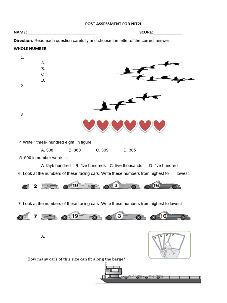 final-NIT2L-POST TEST-2024-2025 | PDF | Numbers | Decimal