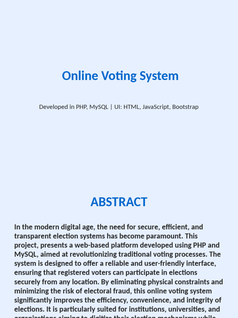 Advanced Online Voting System Enhanced | PDF