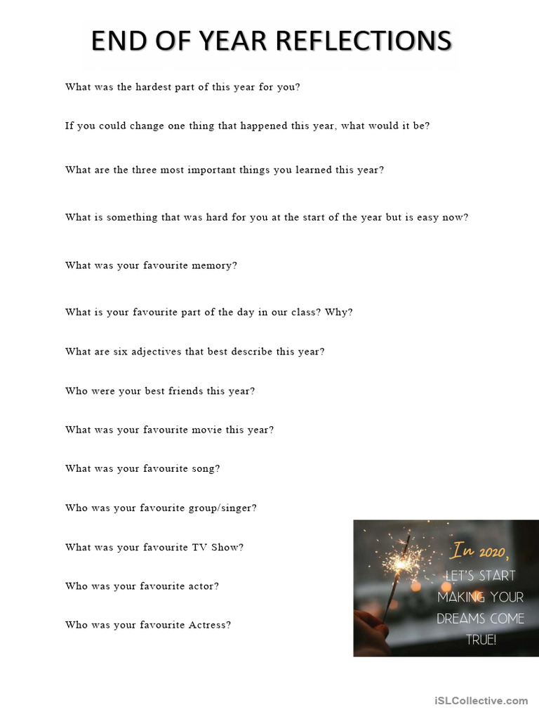 End of Year Reflections | PDF