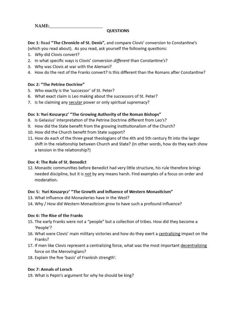 Early Middle Ages Questions | PDF | Charlemagne | Franks