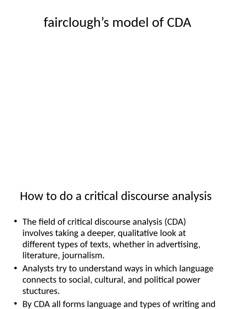 Fairclough's Model of CDA | PDF