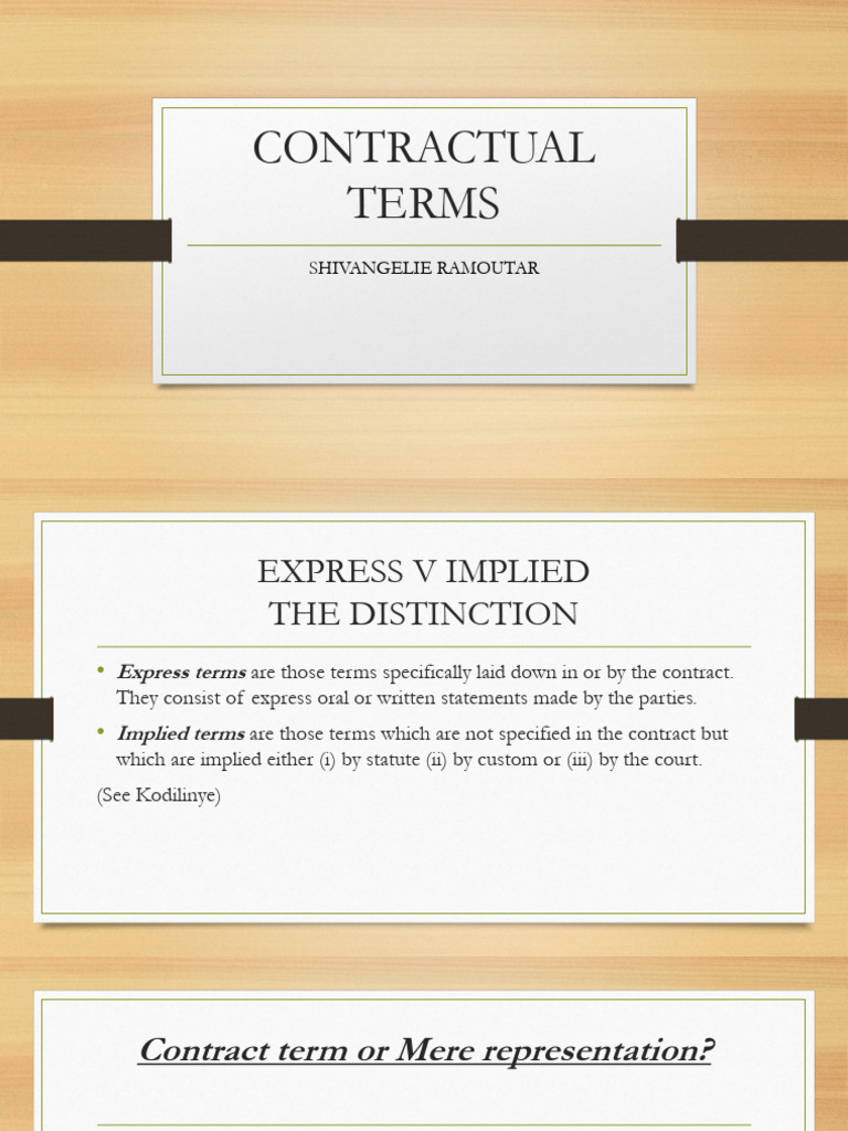 Contract Terms: Express vs Implied | PDF | Implied Warranty | Civil Law ...