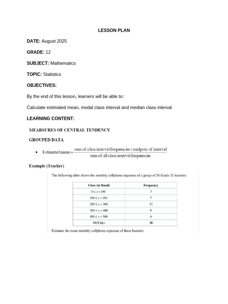 Grade 12 Lesson Plan 10 | PDF