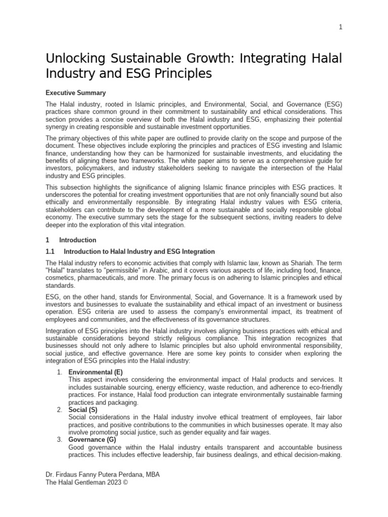 Halal ESG White Paper Concept Note v05 | PDF | Sustainability | Governance