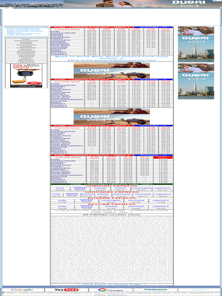 Pune Lonavala Local Time Table 2025 Pune Lonavala Trains | PDF | Public Transport