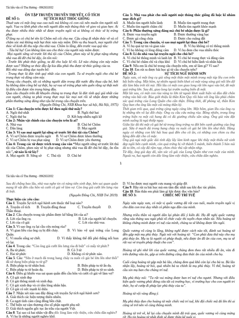 Đề Cổ Tích Truyền Thuyết | PDF