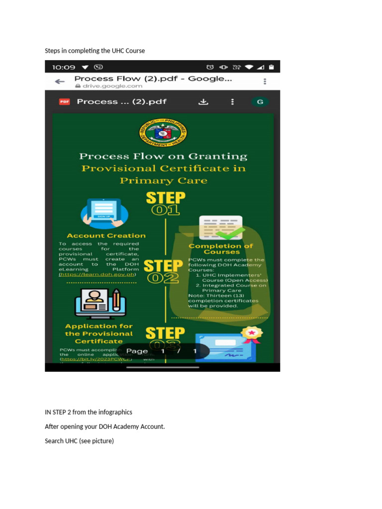 Steps in Completing The UHC Course | PDF