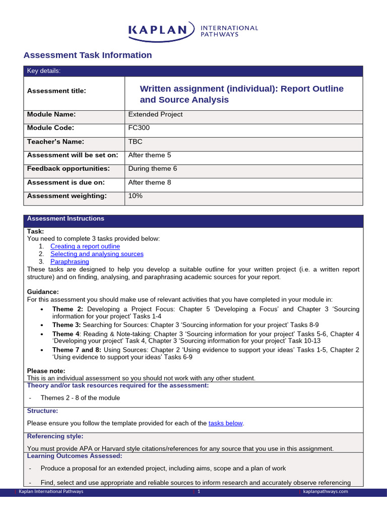 Report Outline and Source Analysis Guide | PDF | Citation | Cognition