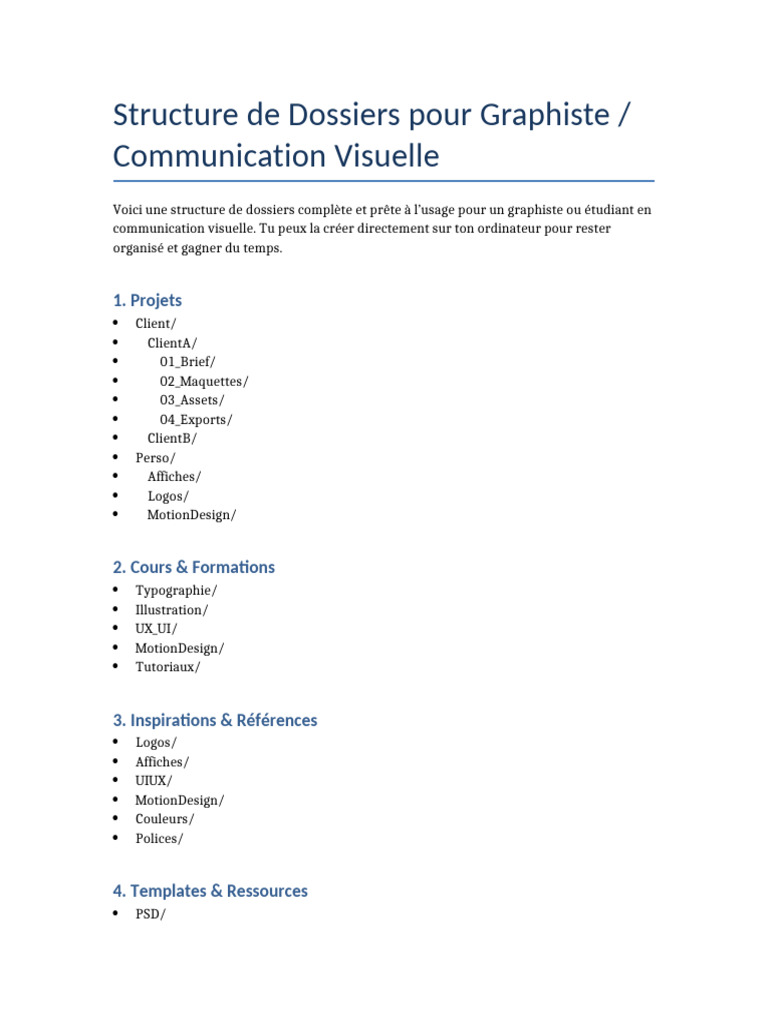 Structure de Dossiers pour Graphistes | PDF