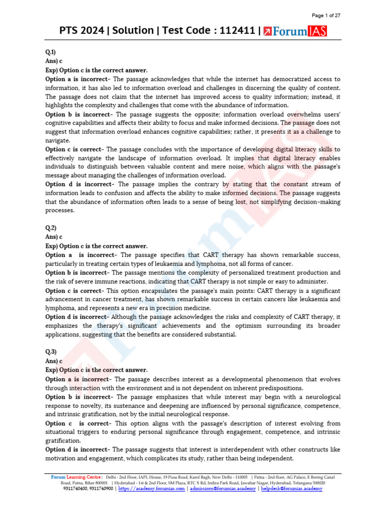 PTS 2024 CSAT Comprehensive Test 2 Solutions Eng | PDF | Cost Of Living ...