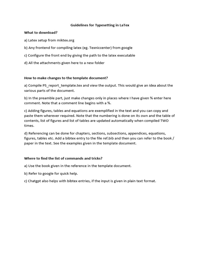 Guidelines For Typesetting in LaTex | PDF