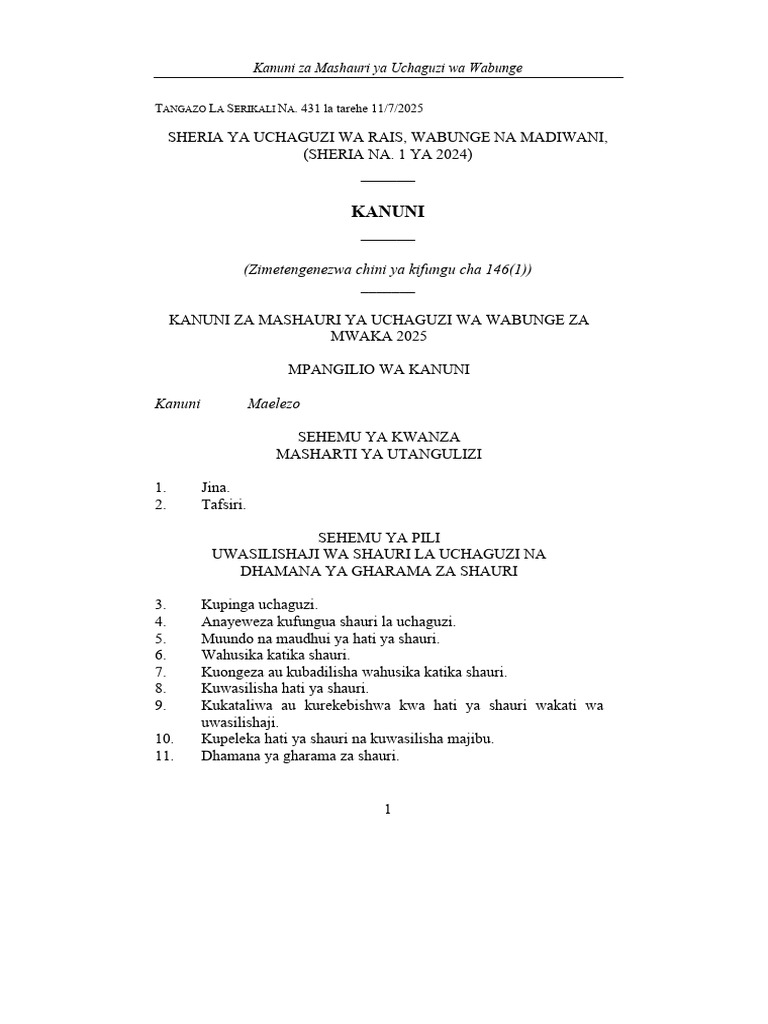 TZ Act GN 2025 431 Publication Document | PDF
