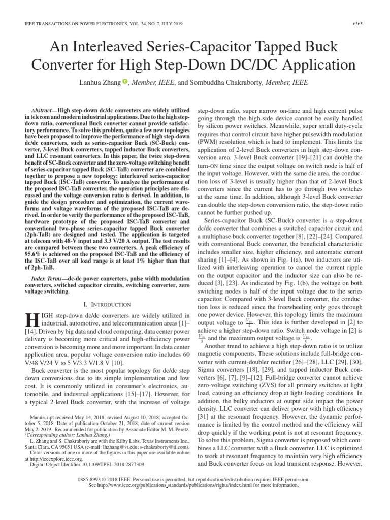 An Interleaved Series-Capacitor Tapped Buck | PDF | Direct Current ...