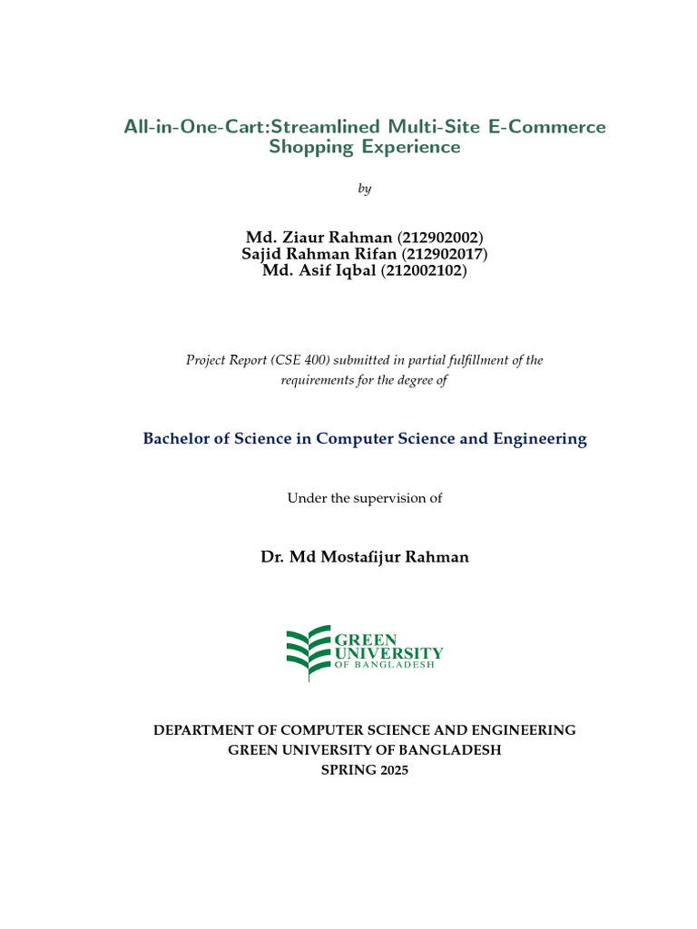 GUB CSE Project Book Final Report Sajid Asif Zia | PDF | Usability ...