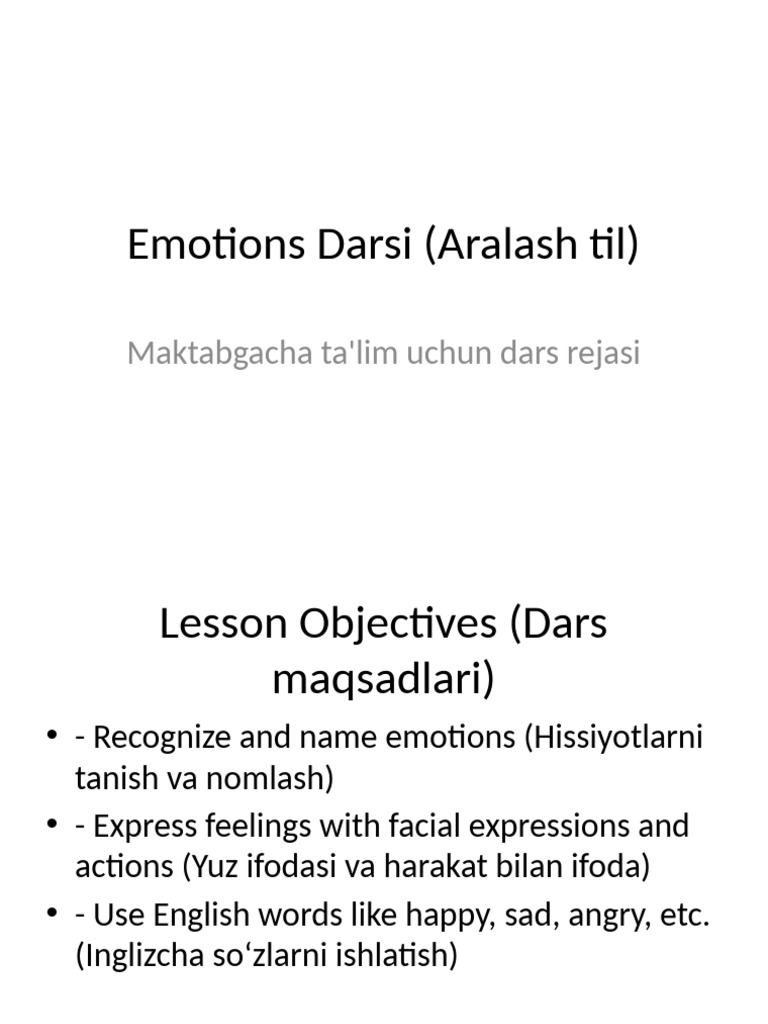 Emotions Lesson Full Presentation | PDF