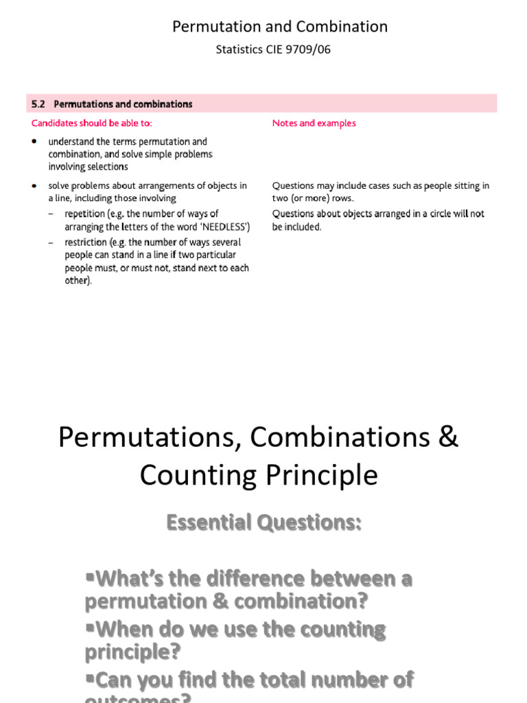 Permutations and Combination | PDF | Fruit