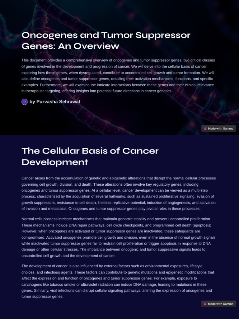 Oncogenes vs Tumor Suppressor Genes | PDF | Tumor Suppressor Gene ...