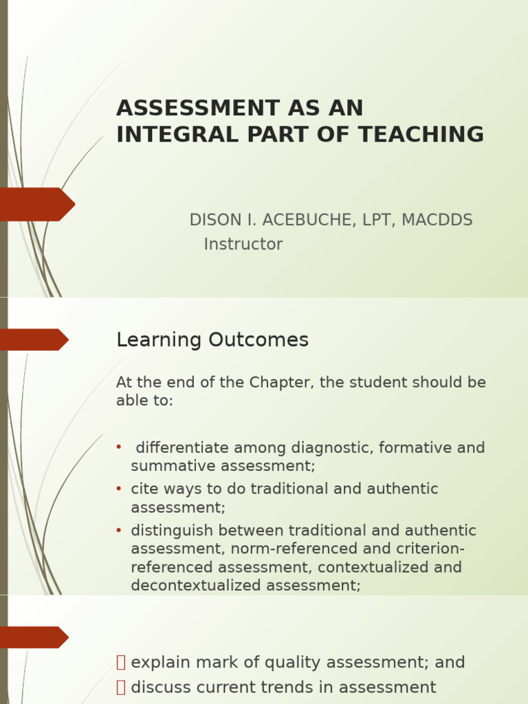 Assessment As An Integral Part of Teaching | PDF | Educational ...