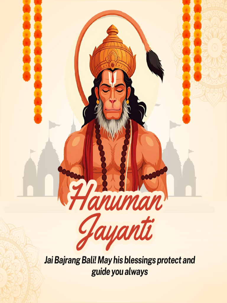 Orange and Beige Illustrated Hanuman Jayanti Social Media | PDF