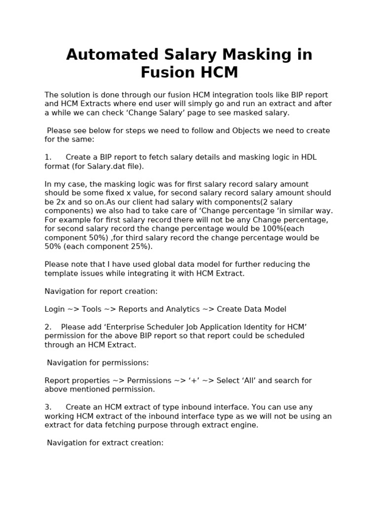 Automated Salary Masking in Fusion HCM | PDF | Zip (File Format) | Computer Engineering