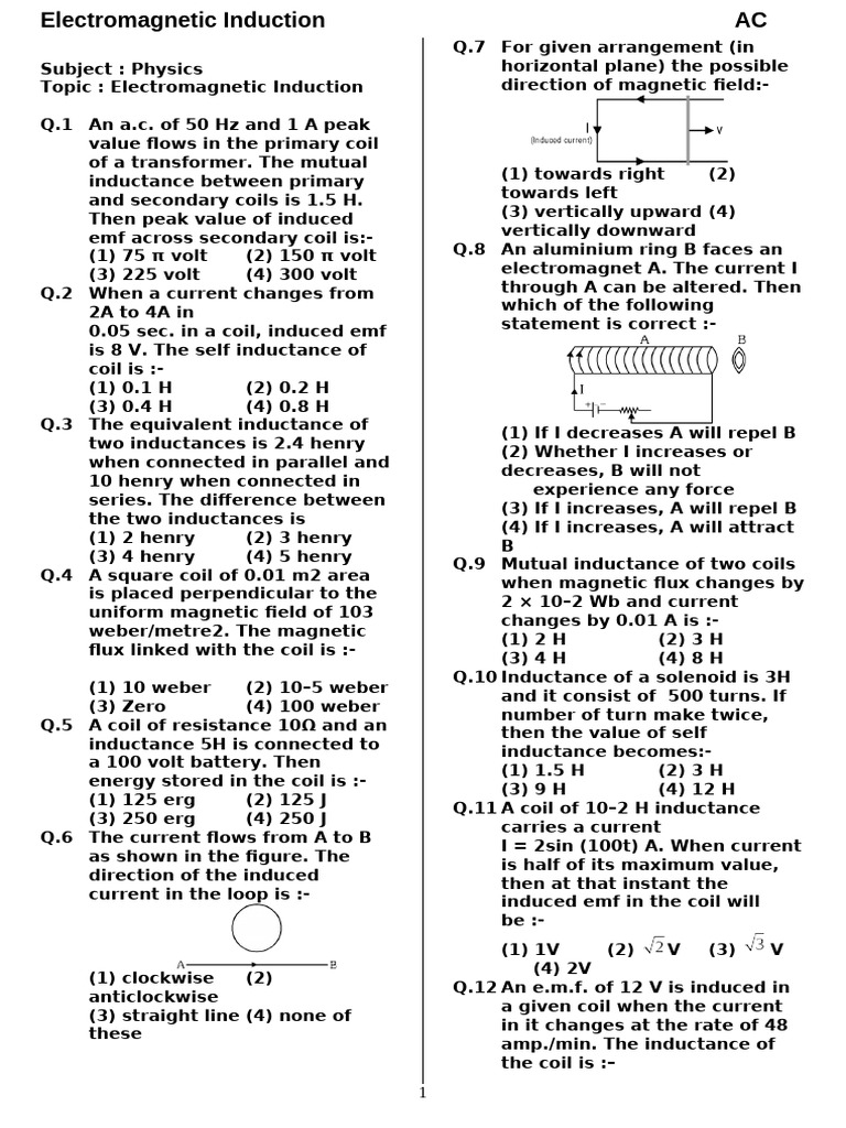Inductance and EMF in Coils and Loops | PDF | Inductance ...