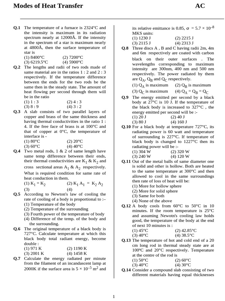 Heat Transfer in Cylindrical Rods | PDF | Non Equilibrium ...