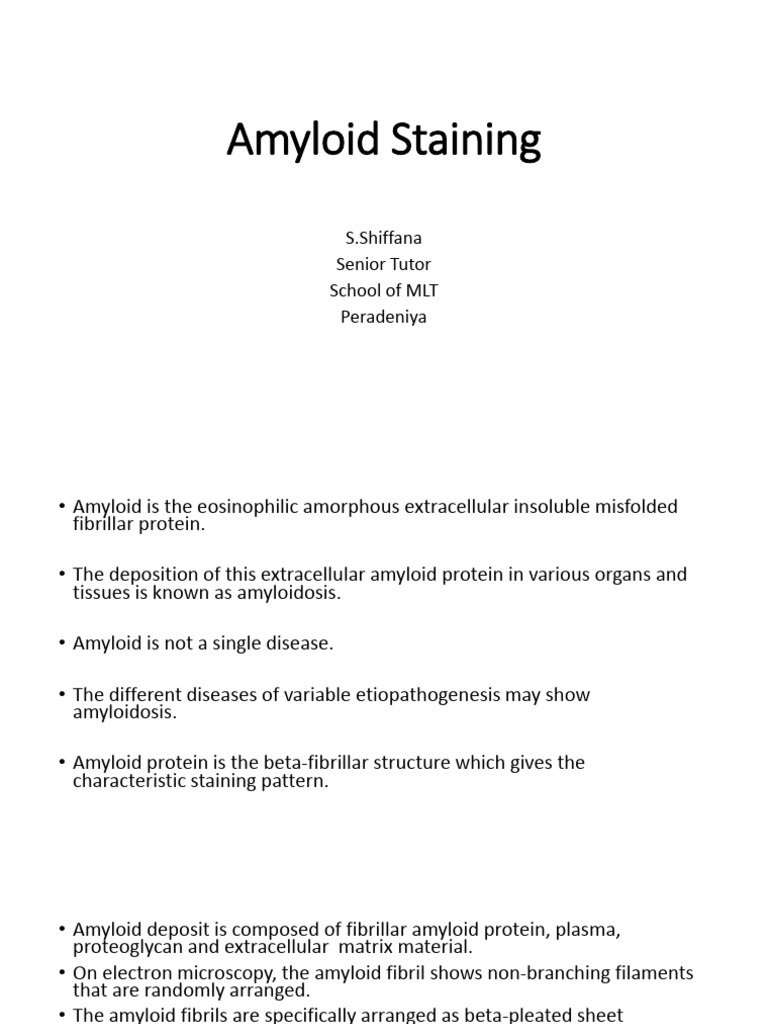 15.Special Stain - Amyloid Staining | PDF | Amyloid | Macromolecules