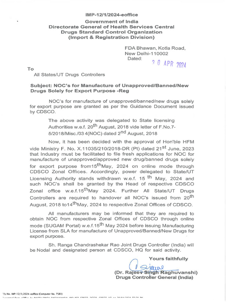 Order For Export NOC | PDF