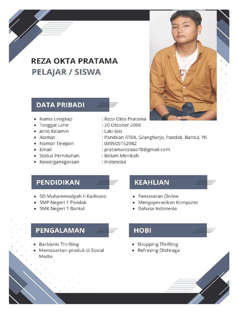 Curriculum Vitae Reza Okta Pratama | PDF