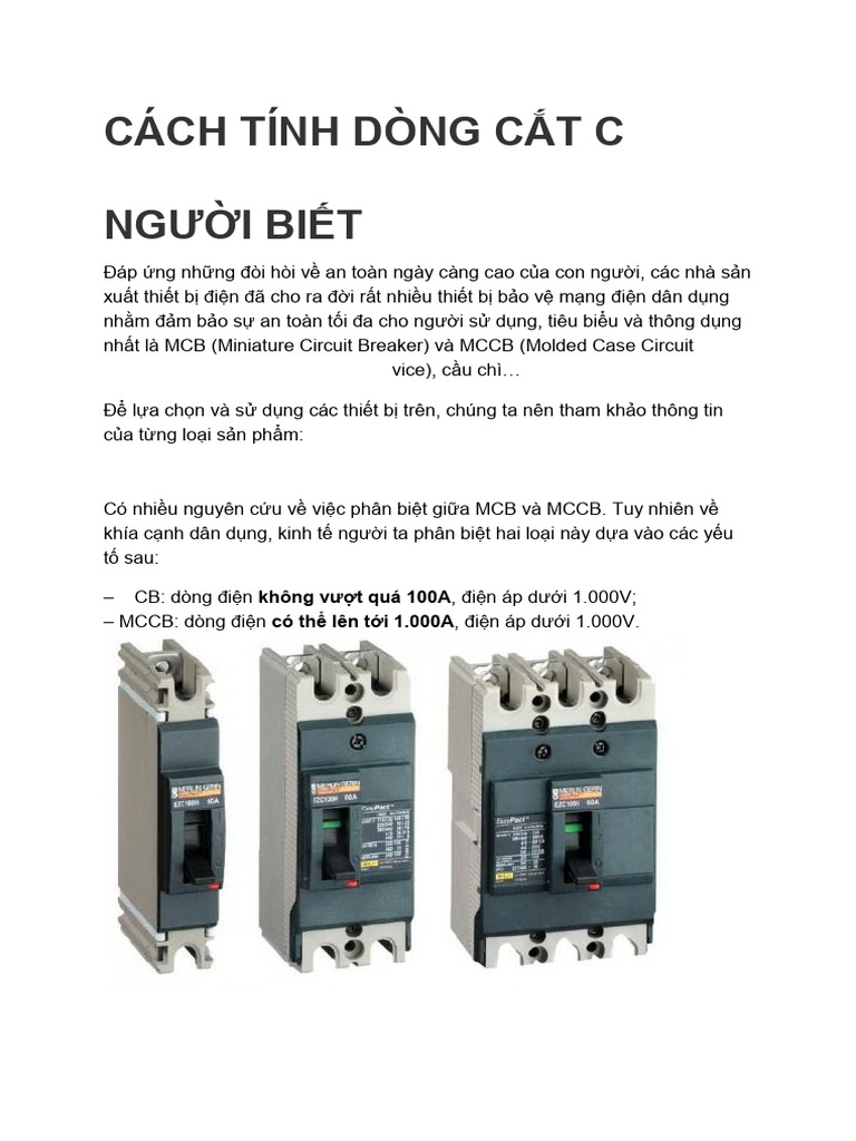 Cách Tính Dòng Cắt Cho MCB | PDF