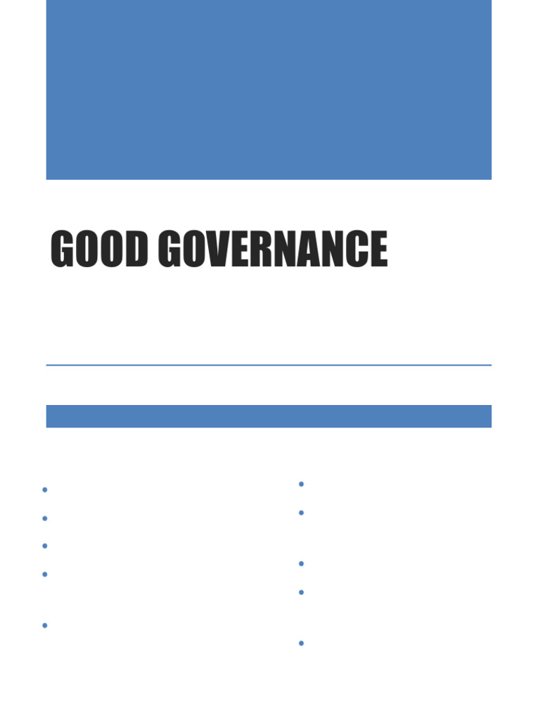 Principles of Good Governance | PDF | Governance | Board Of Directors