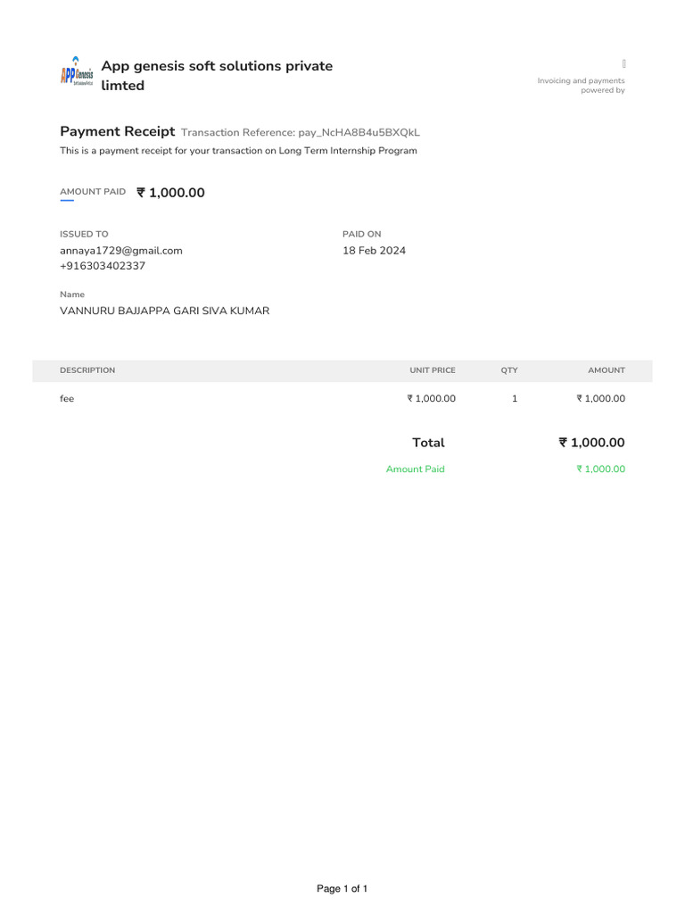 Receipt Pay - NcHA8B4u5BXQkL From App Genesis Soft Solutions PVT LTD ...