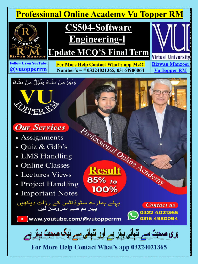 CS504 Update Mcqs FinalTerm by Vu Topper RM | PDF | Class (Computer ...