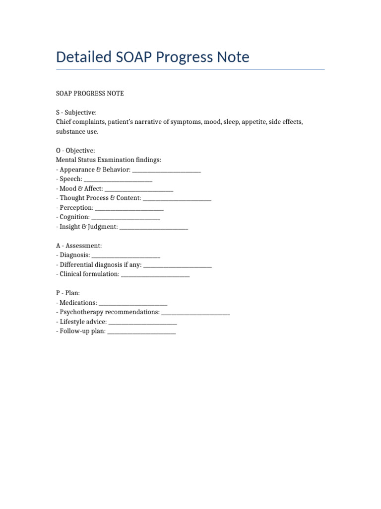 SOAP Progress Note Detailed | PDF