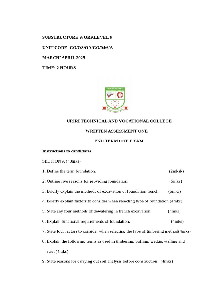 Substructure Work Assessment Guide | PDF