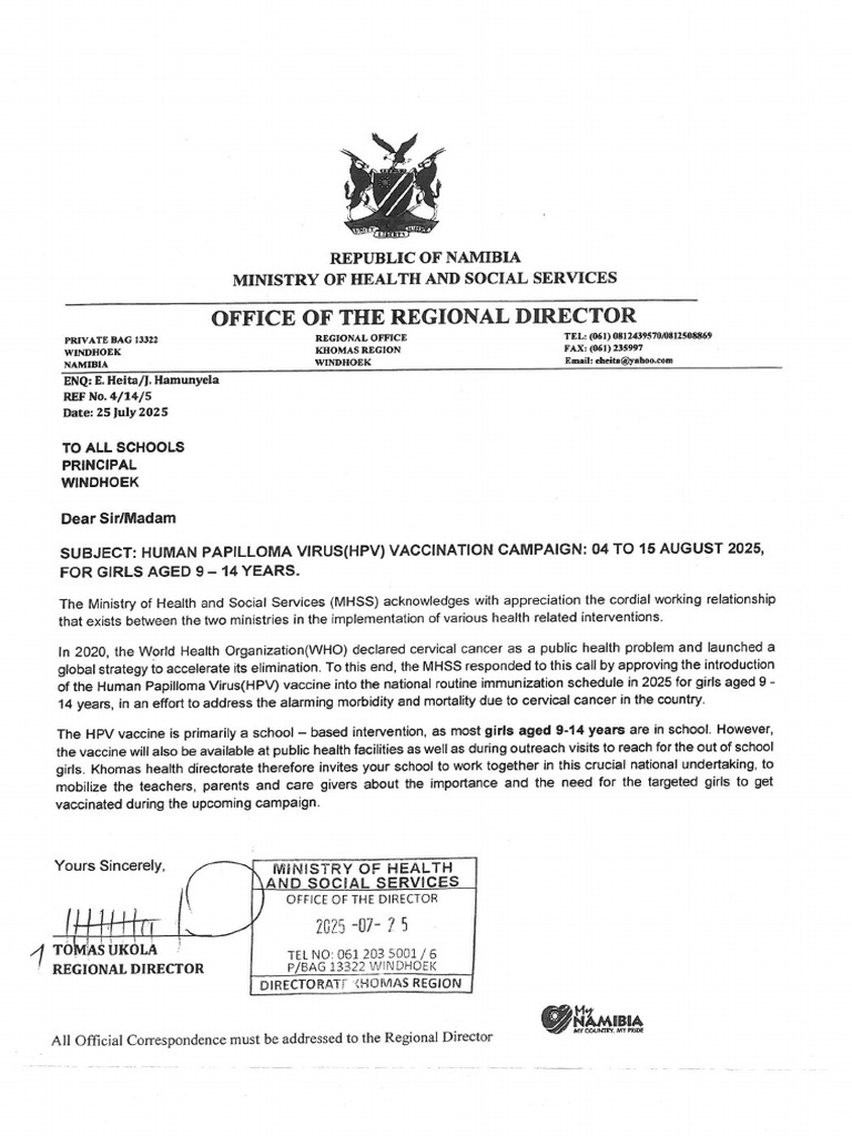 Letter From The Min of Health | PDF