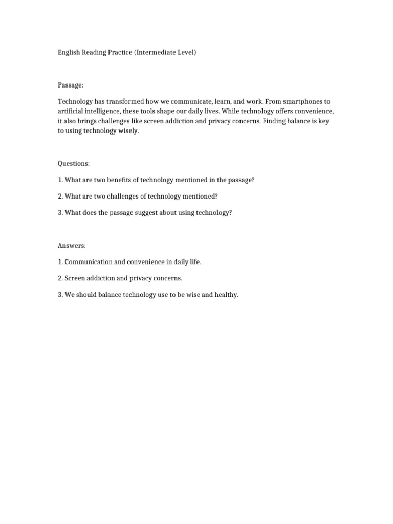 Reading Practice English | PDF