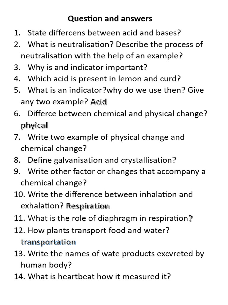Science Questions and Answers Guide | PDF | Electric Current | Water