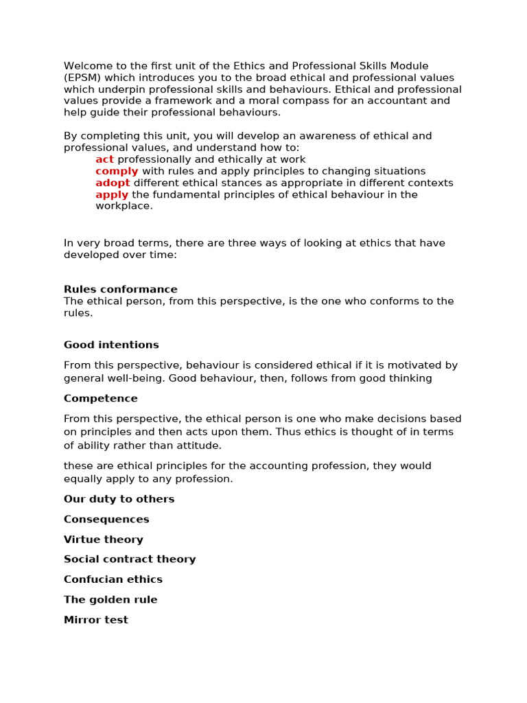 Ethics in Professional Skills Development | PDF | Morality | Liberal ...