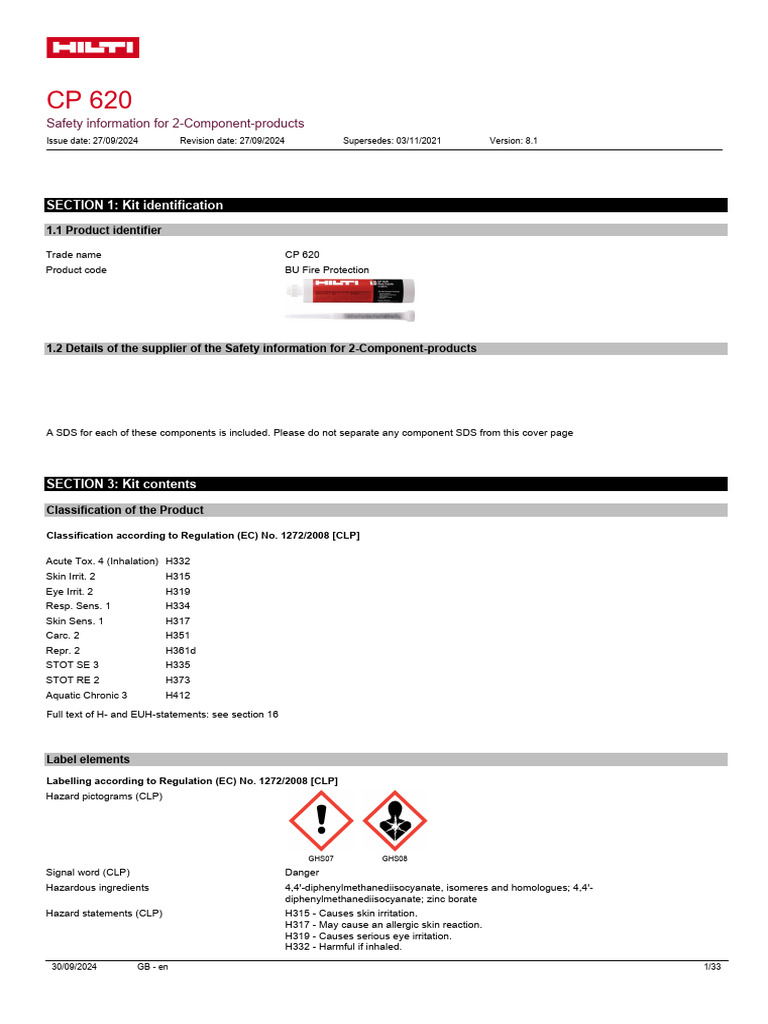 Material Safety Datasheet CFS F SOL CP 620 EN Material Safety Datasheet ...