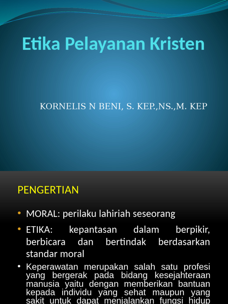 Etika Pelayanan Kristiani | PDF