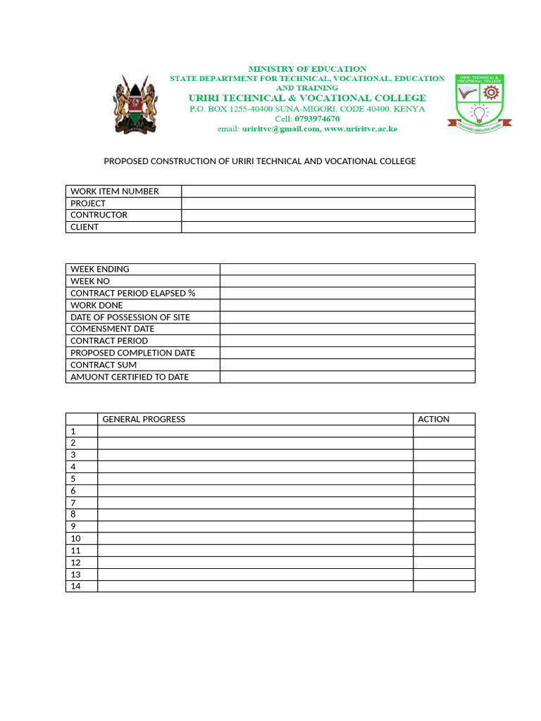 Uriri Technical College Construction Update | PDF