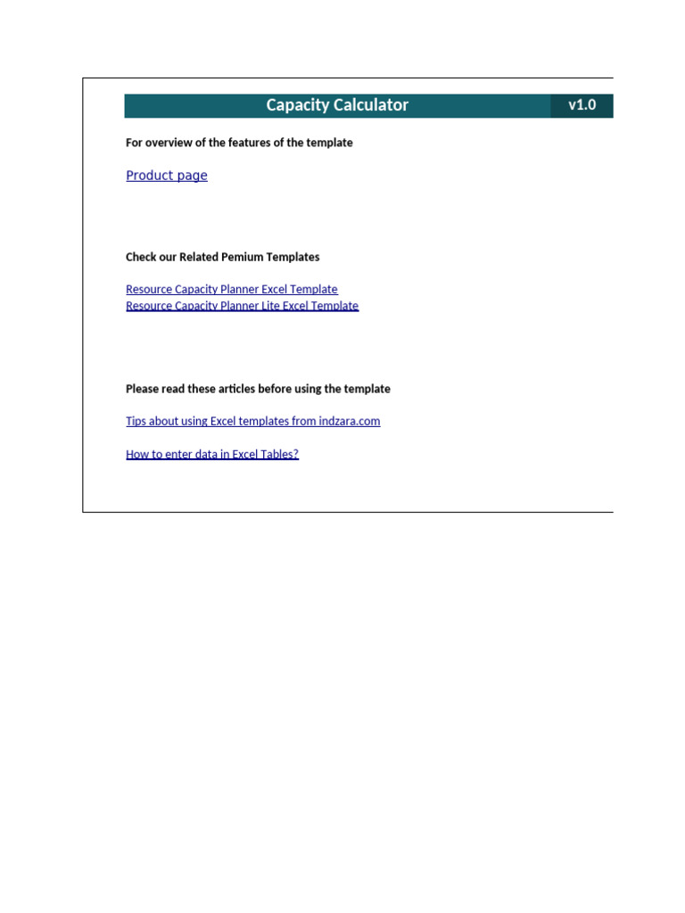 Excel Resource Capacity Calculator | PDF | Computing