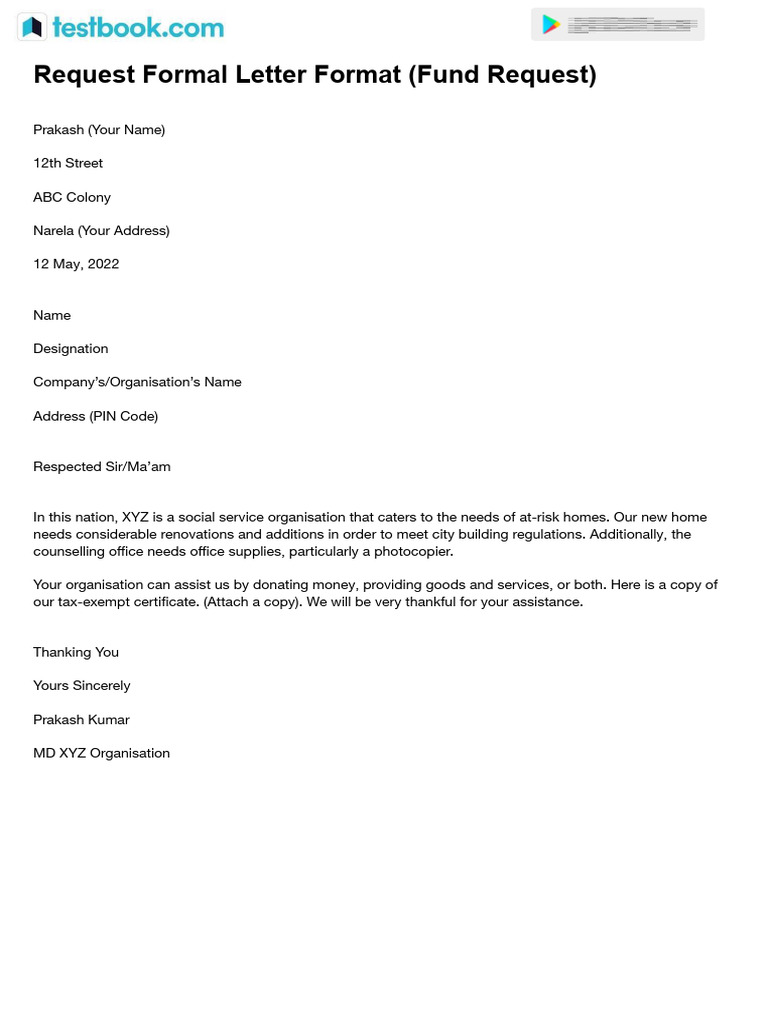 Fund Request Letter Template | PDF