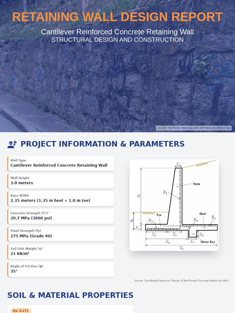 Create Retaining Wall Design Presentation | PDF | Civil Engineering ...
